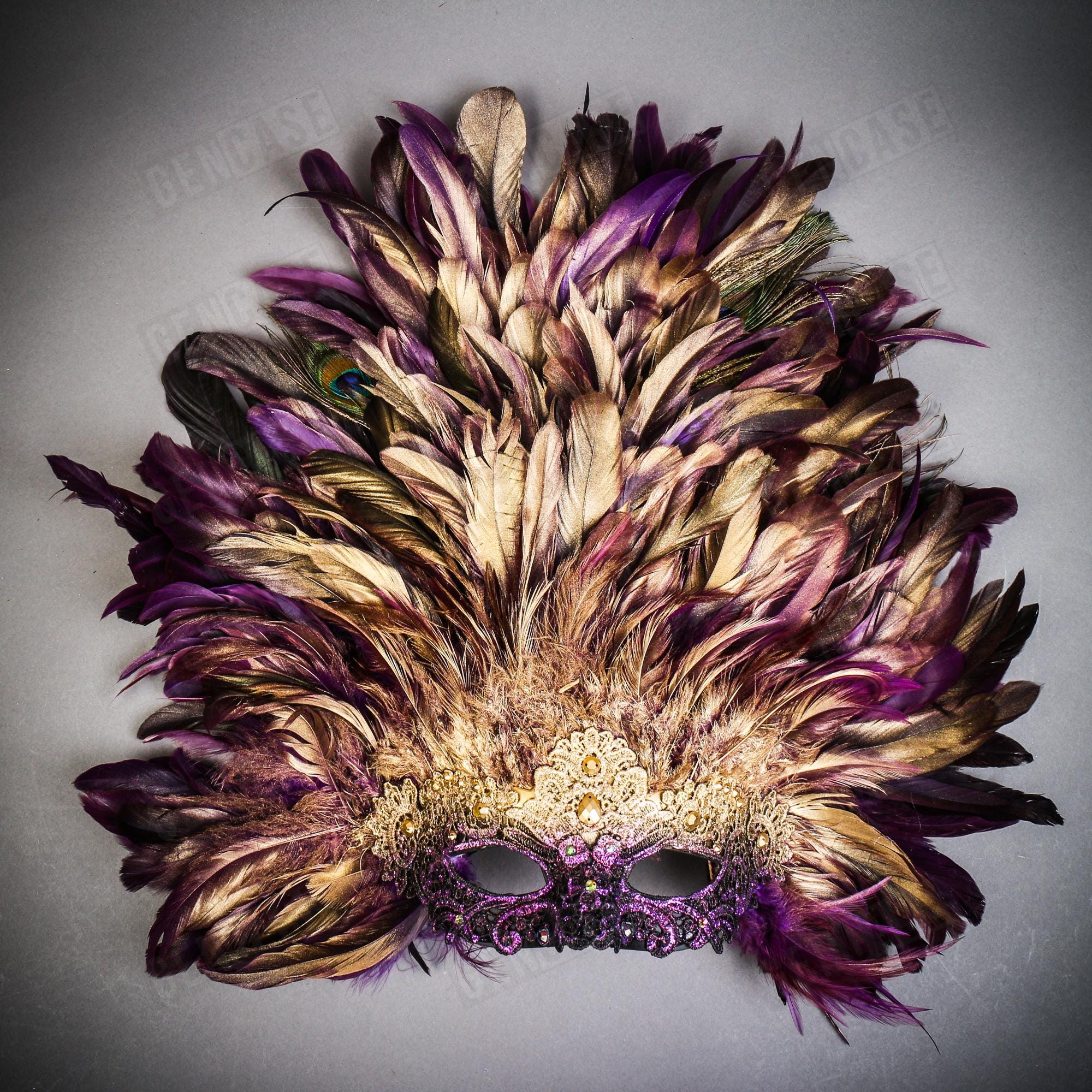Women Mask Venice Carnival Mardi Gras Masquerade Large Feather | Luxury ...