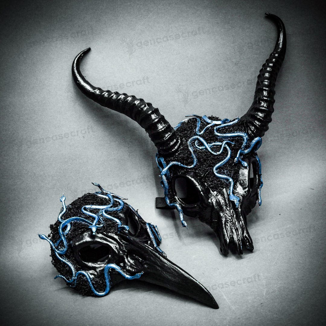 Scary Halloween Skull Mask | Large Animal Horns Animal Skeleton Pagan ...
