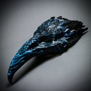 Brown Bird Curved Beak Long Nose Skull Face Mask With Top Feather ...