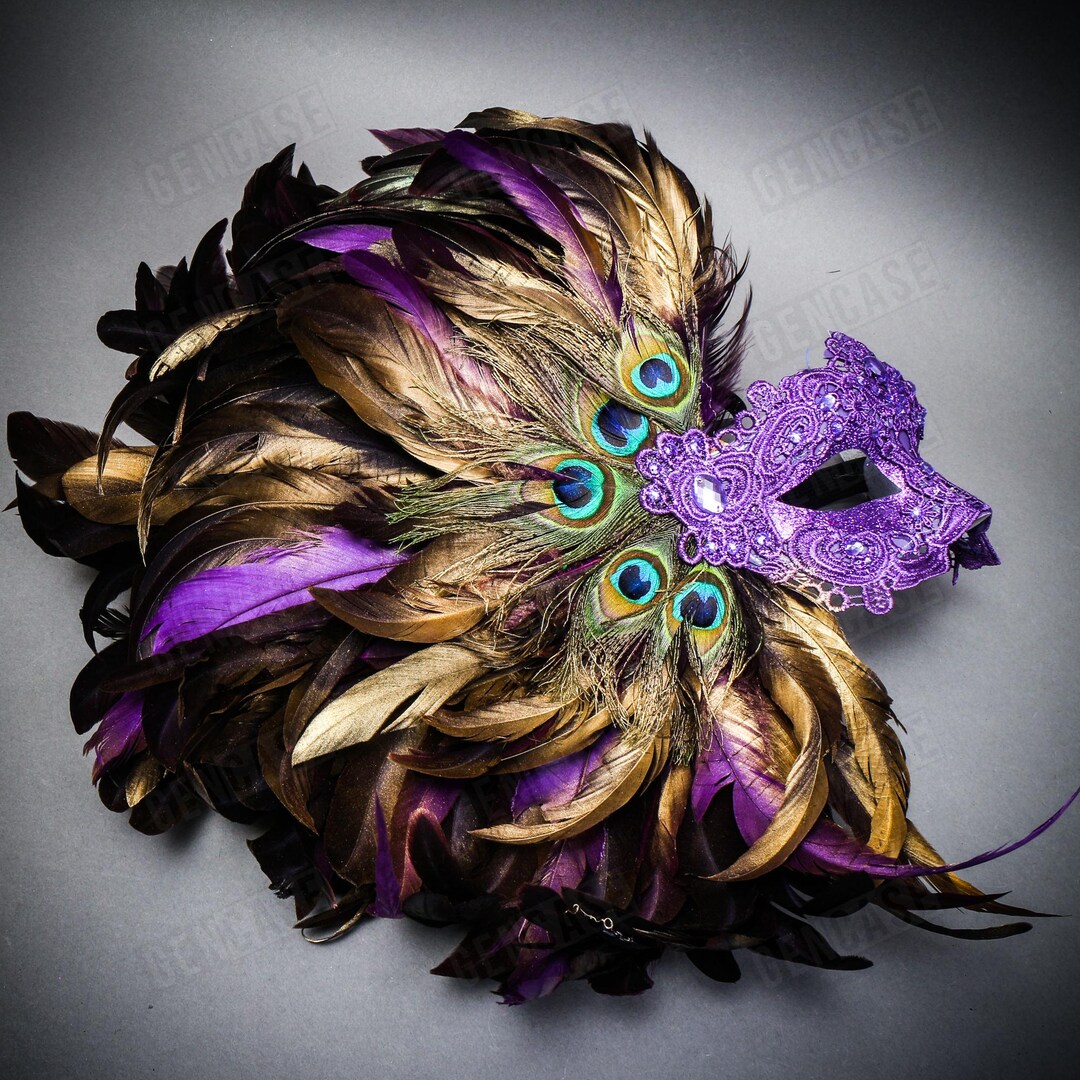 PURPLE Gold Luxury Women Eye Mask Carnival Mardi Gas Masquerade ...