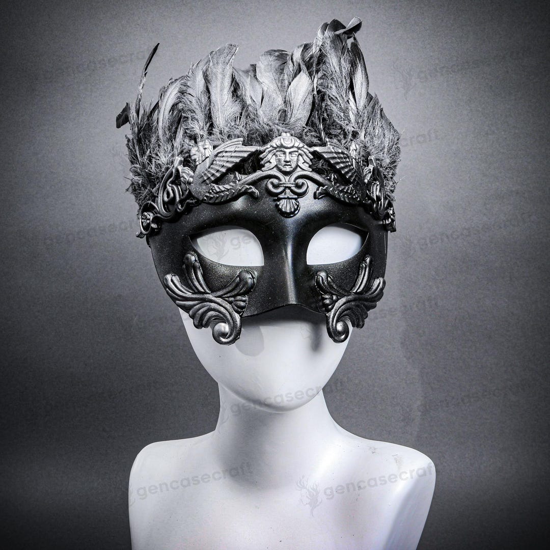 Black Silver Roman Greek Mythological God Warrior Masquerade Mask, Men ...