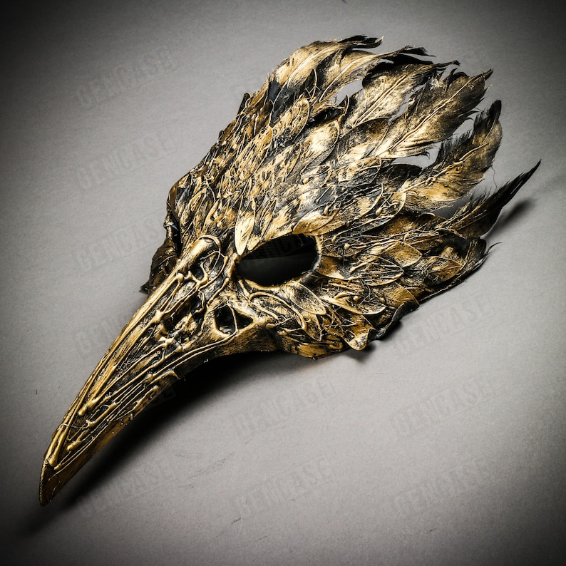 Plague Doctor Raven Skull Bird Nose With Feather Halloween Costume ...