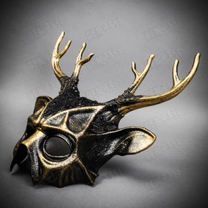 Brushed Gold Textured Antler Deer Horn With Laces Rhinestone Devil ...