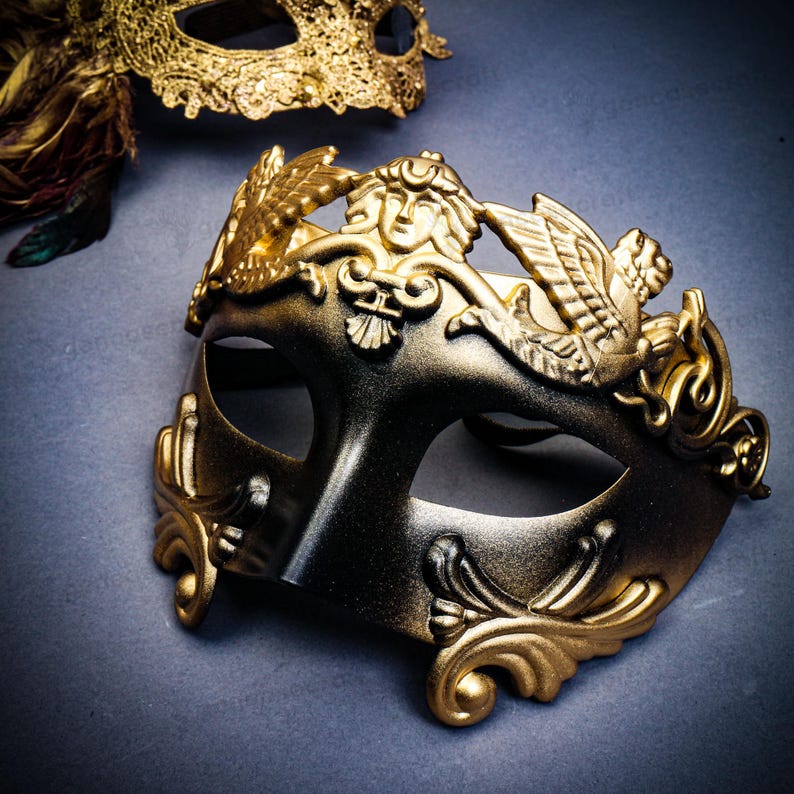 Gold Masquerade Mask Set for Couple, Venetian Mardi Gras Prom Ball ...
