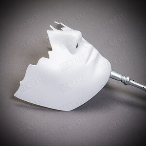 Unpainted Lower Half Face Hand Held Stick White Masks Masquerade With ...