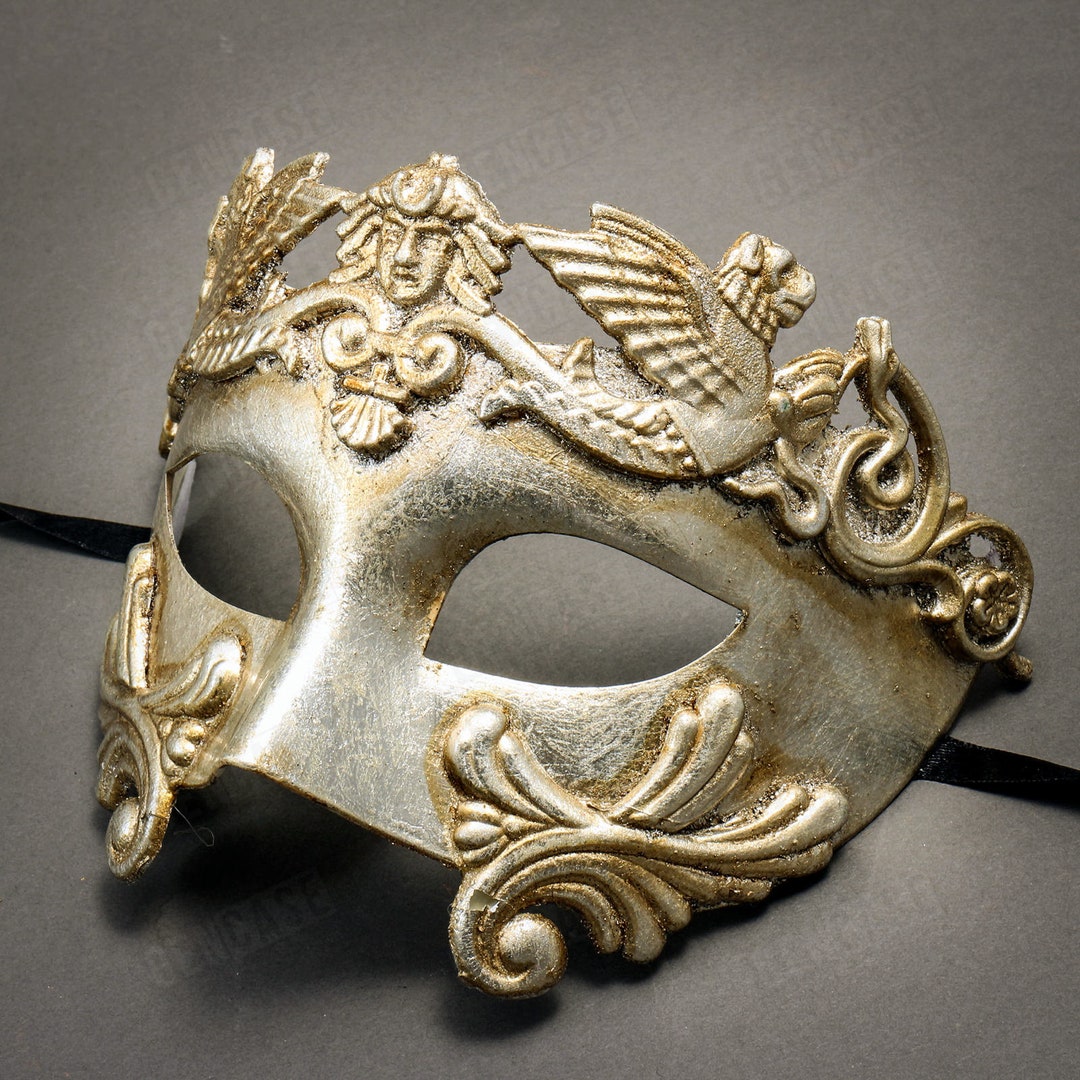 Metallic Silver Roman Greek Emperor Warrior Venetian Mask for Prom ...