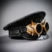 Black Steampunk Spikes Dark Lens Gold Goggles Military Captains Hat ...