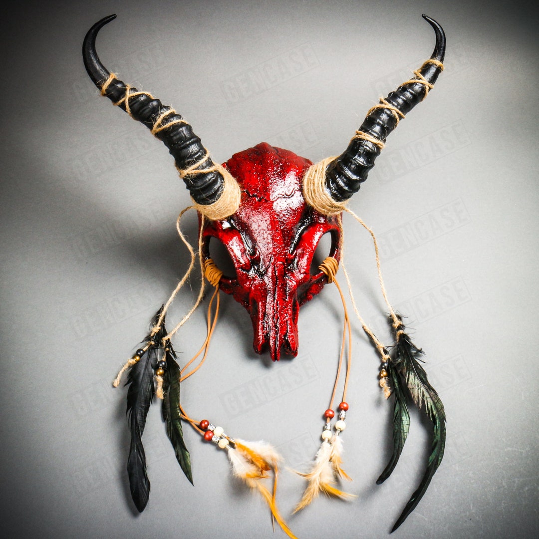 Bloody Red Antelope Devil Animal Skull With Black Impala Horns ...