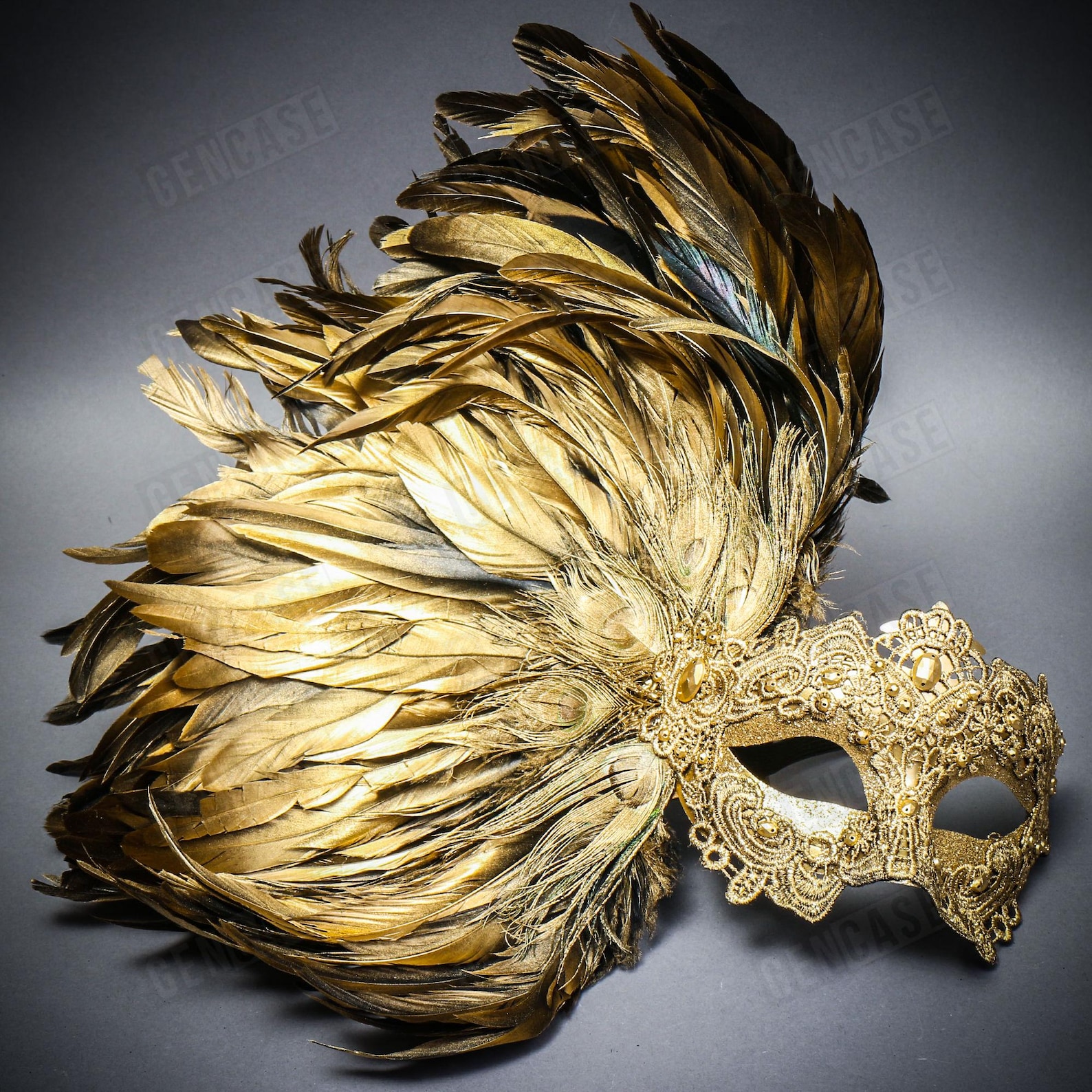 Large Side Feather Eye Mask Carnival Masquerade Venetian Mardi Gras ...
