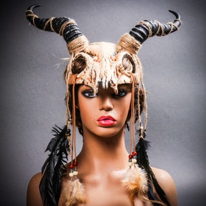 Stone Textured Antelope Devil Animal Skull With Black Impala Horns ...