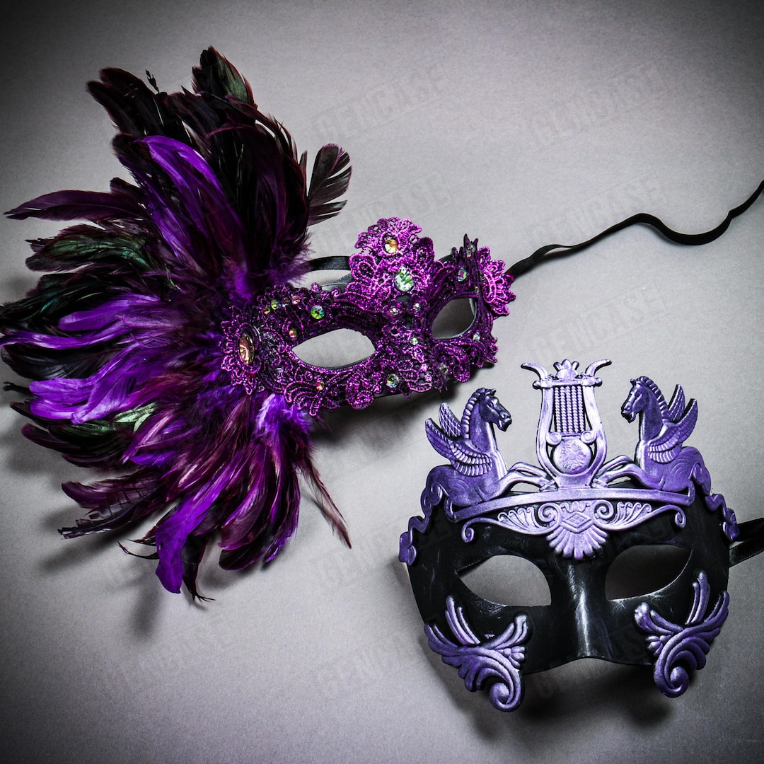 PURPLE Women Luxury Couple's Carnival Venetian Masquerade Mask With ...