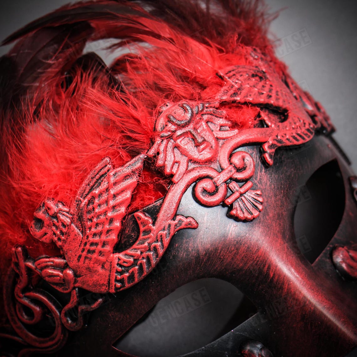 Red Feather Mask for Couple | Venetian Mardi Gras Valentine Masquerade ...