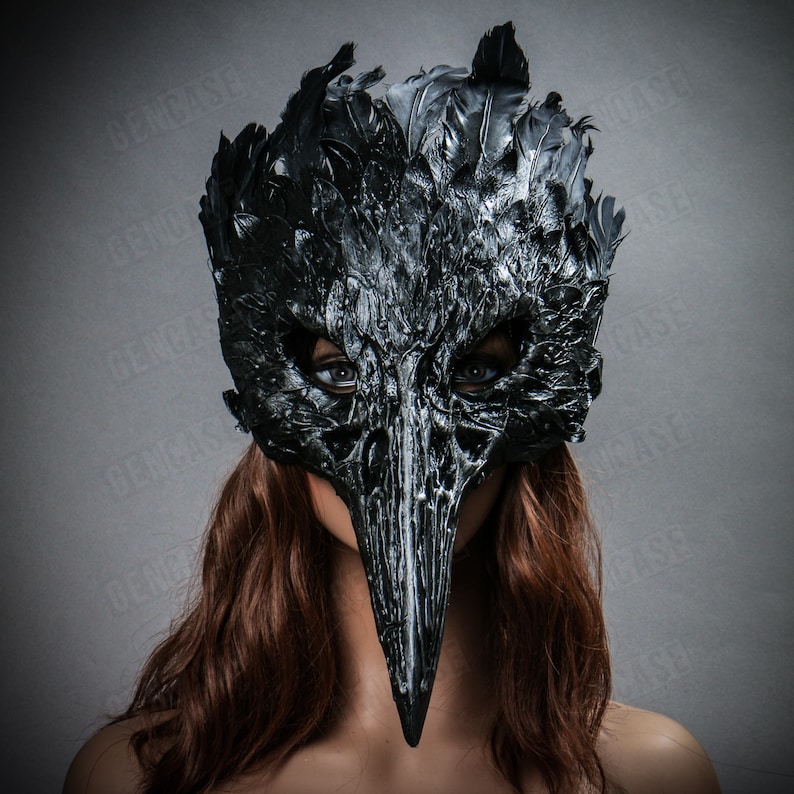 Plague Doctor Raven Skull Bird Nose With Feather Halloween Costume ...
