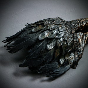 Brown Bird Curved Beak Long Nose Skull Face Mask With Top Feather ...