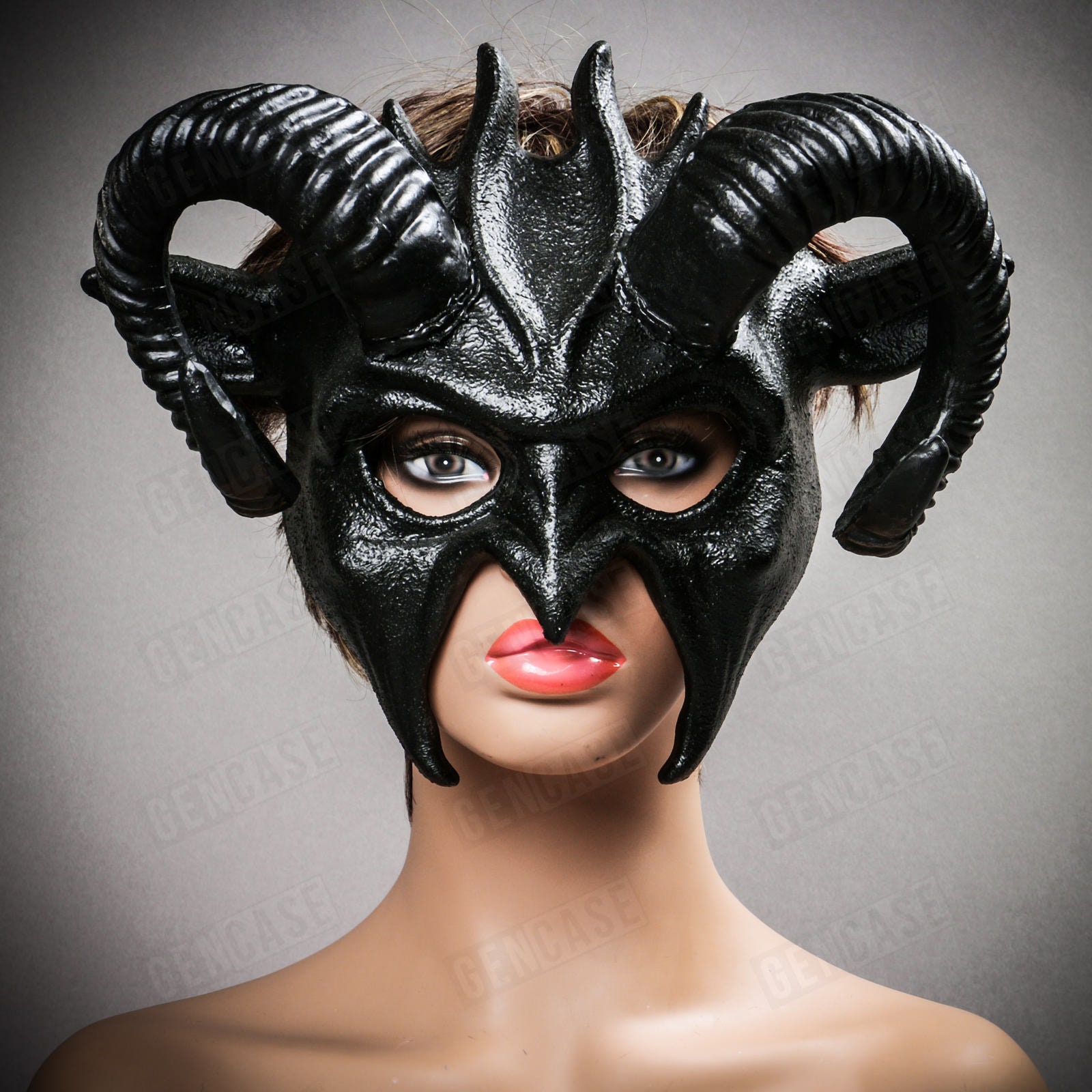Black Demon Devil Satan With Twisted Ram Horns Halloween Horror ...