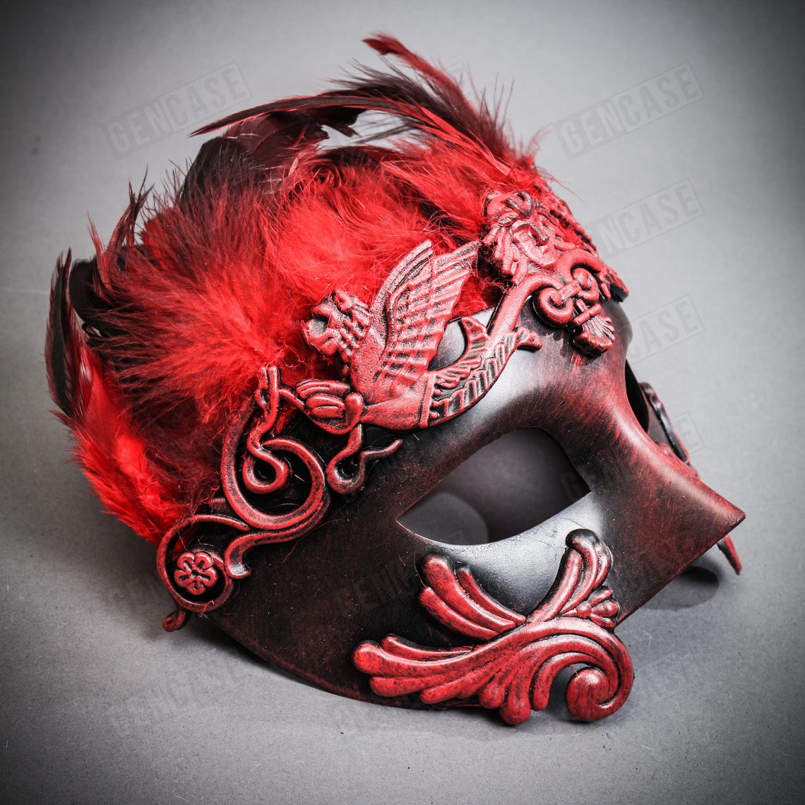 Red Feather Mask for Couple | Venetian Mardi Gras Valentine Masquerade ...