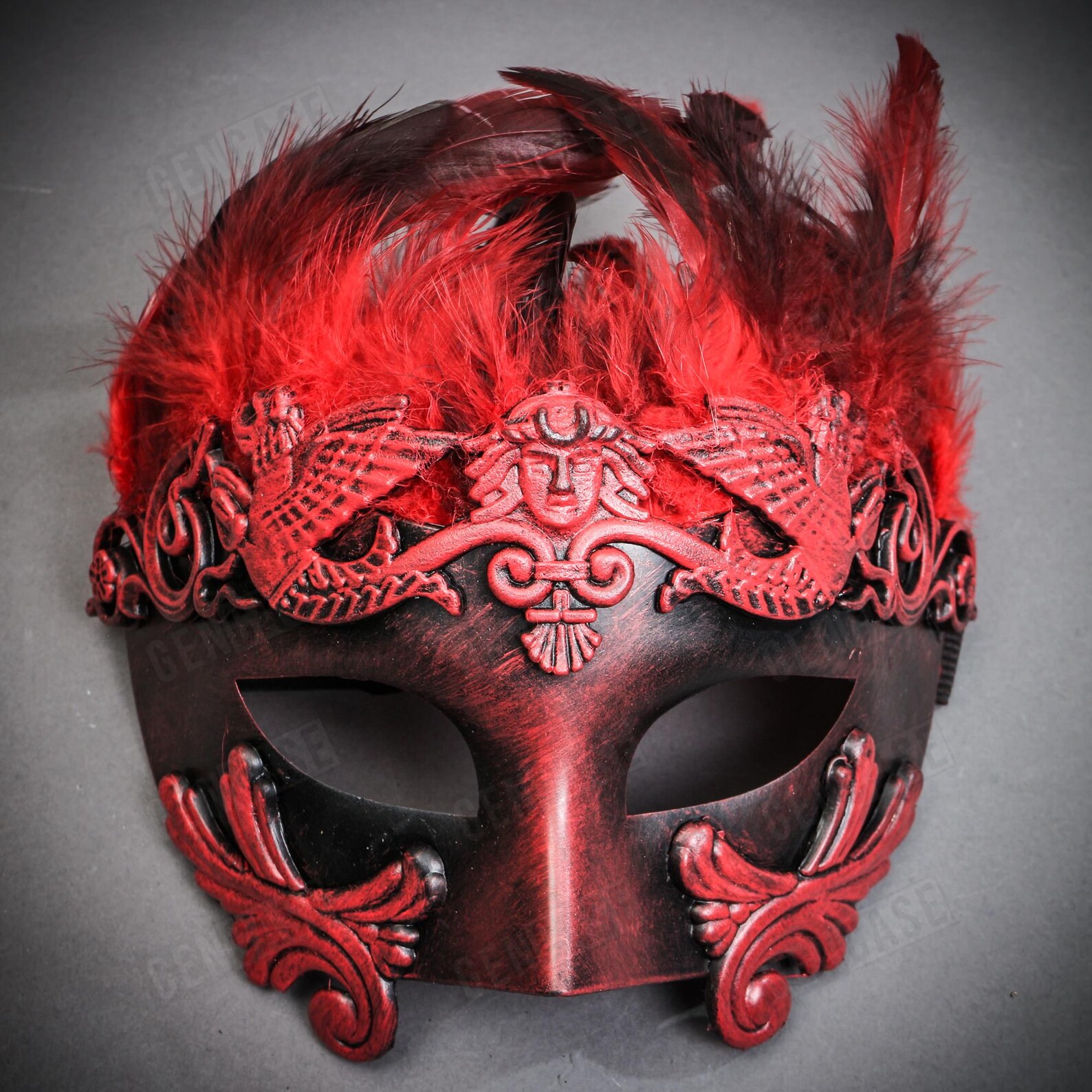 Red Feather Mask for Couple | Venetian Mardi Gras Valentine Masquerade ...