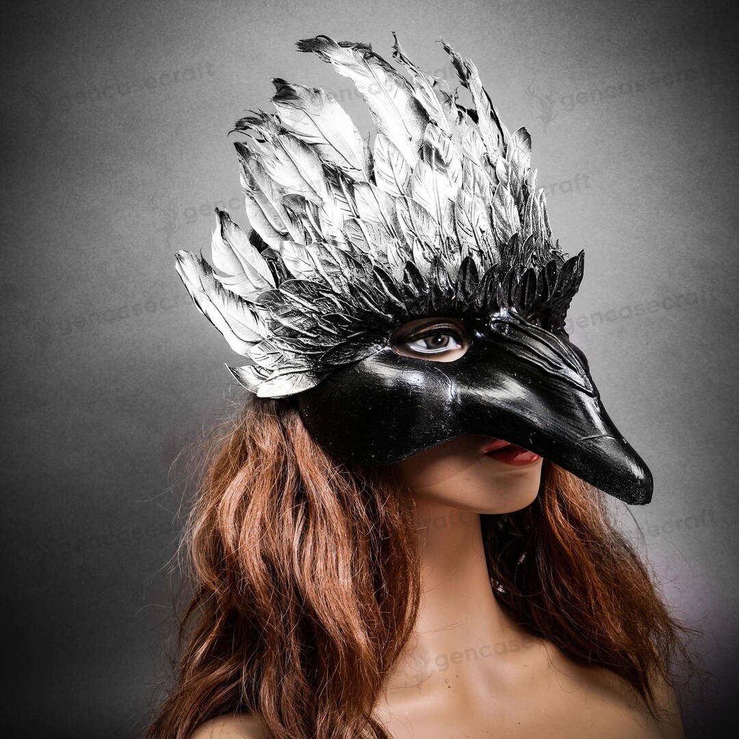 Voodoo Long Nose Bird Costume Mask Feather Masquerade, Men Women ...
