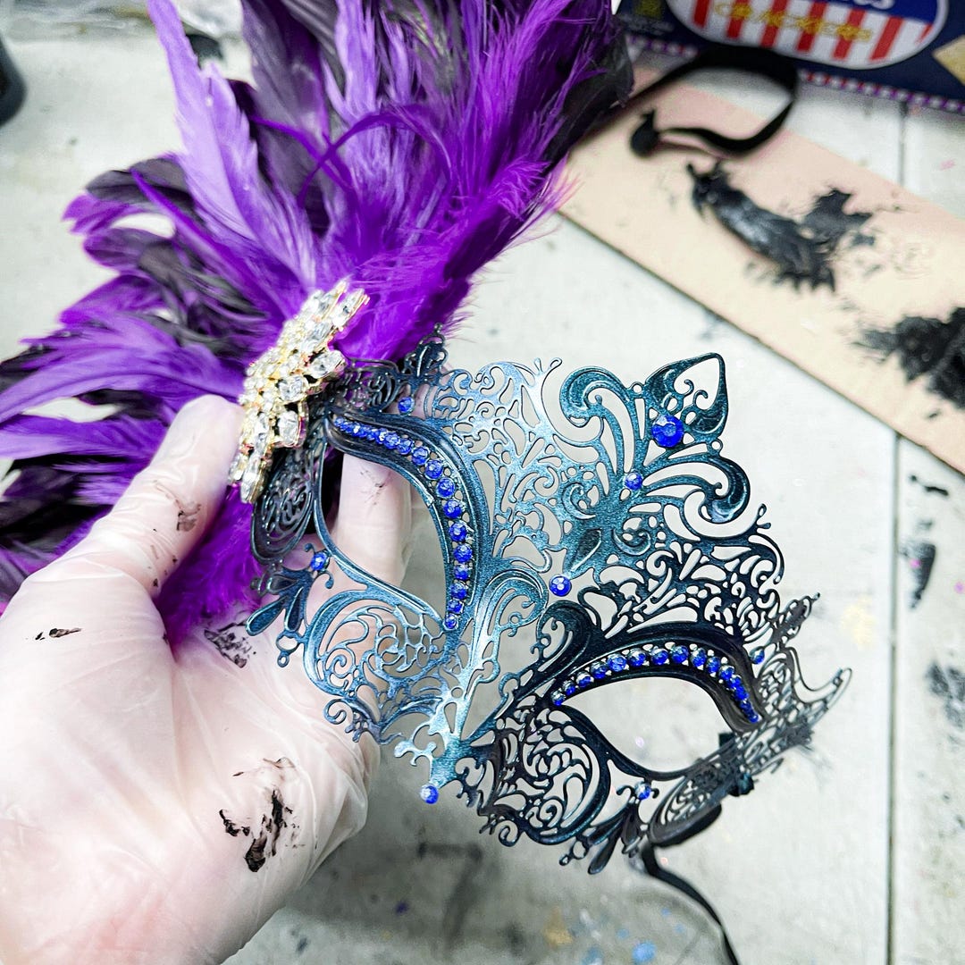 Venetian Women Feather Mask Mardi Gras Costume Masquerade, Carnival ...