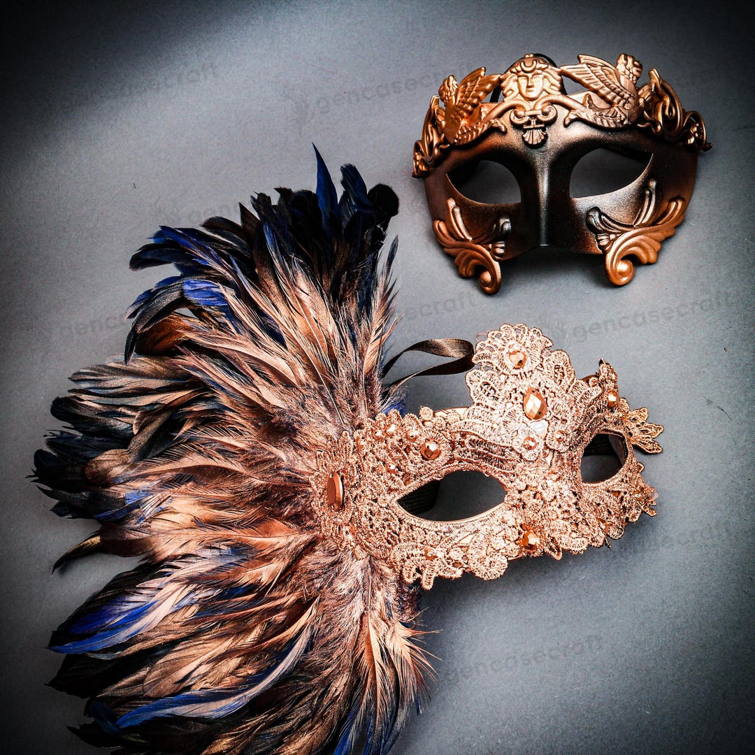 Couple's Party Masquerade Mask Costume, Women & Men Pairing Matching ...