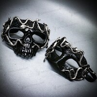Skull Mask in Brown Leather - Demon Human Skull Reaper Death Skeleton ...