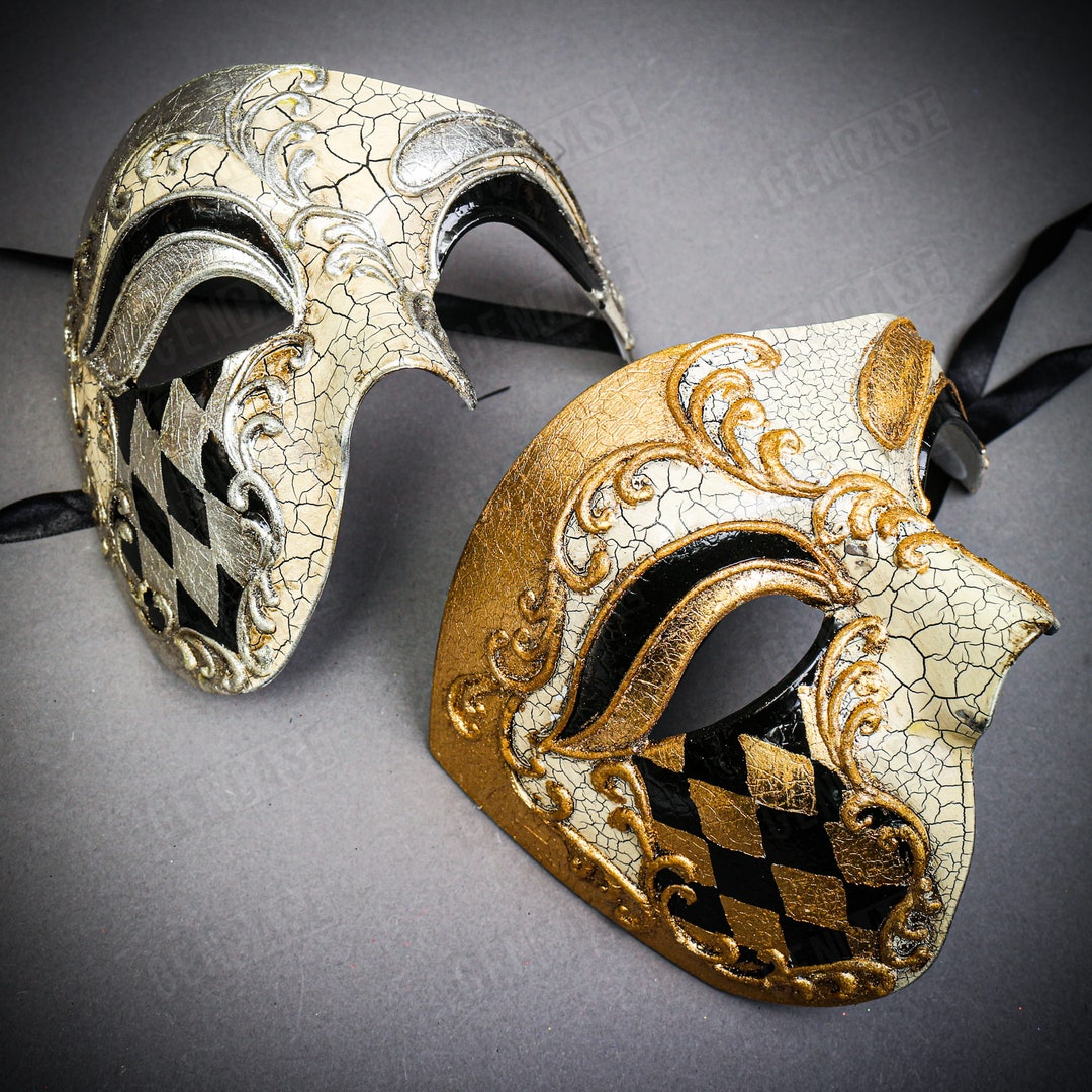 Gold Silver Phantom of the Opera Venetian Masquerade Ball Half Face ...