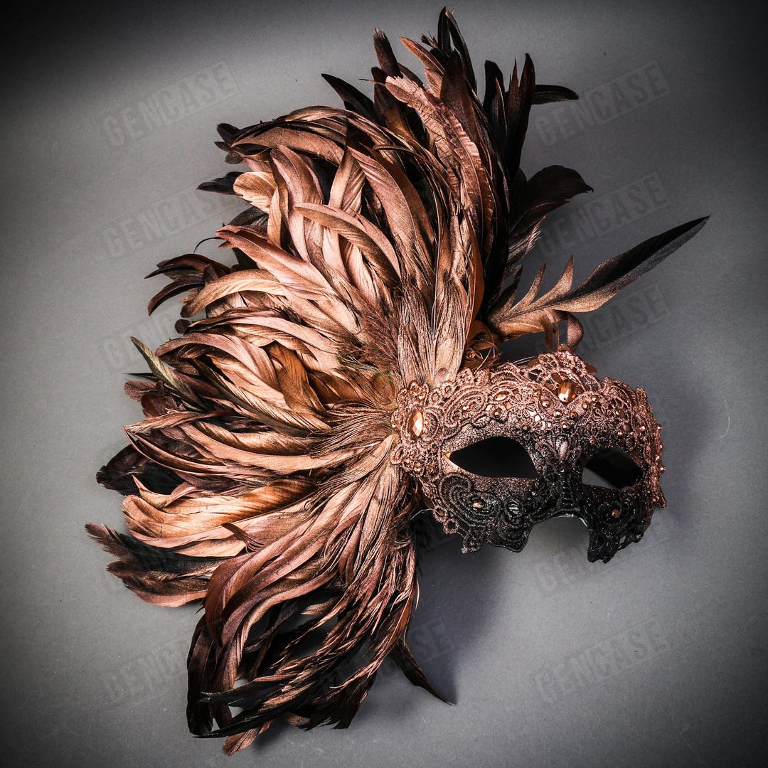 Side Feather Mask Carnival Masquerade Venetian Mardi Gras, Women Party ...