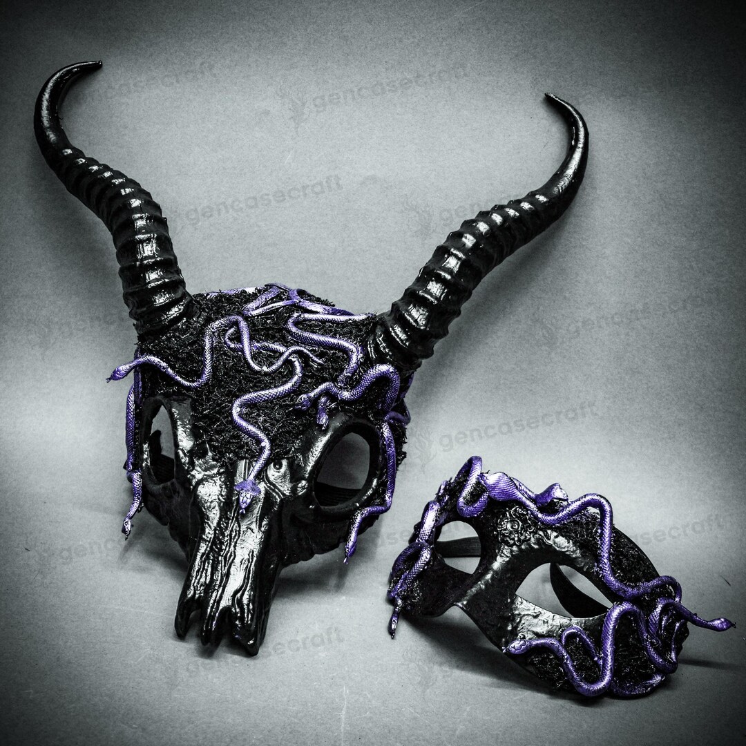 Scary Pagan Ritual Forest Snakes Mask, Black Halloween Couple Mask ...