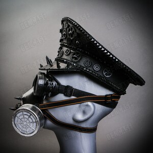 Full-set Black Steampunk Captain Cap With Silver Party Gas Mask and ...