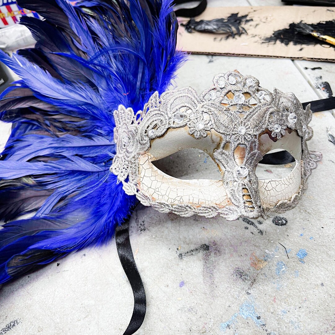 Mardi Gras Feather Mask Masquerade Costume, Prom Ball Women Mask for ...