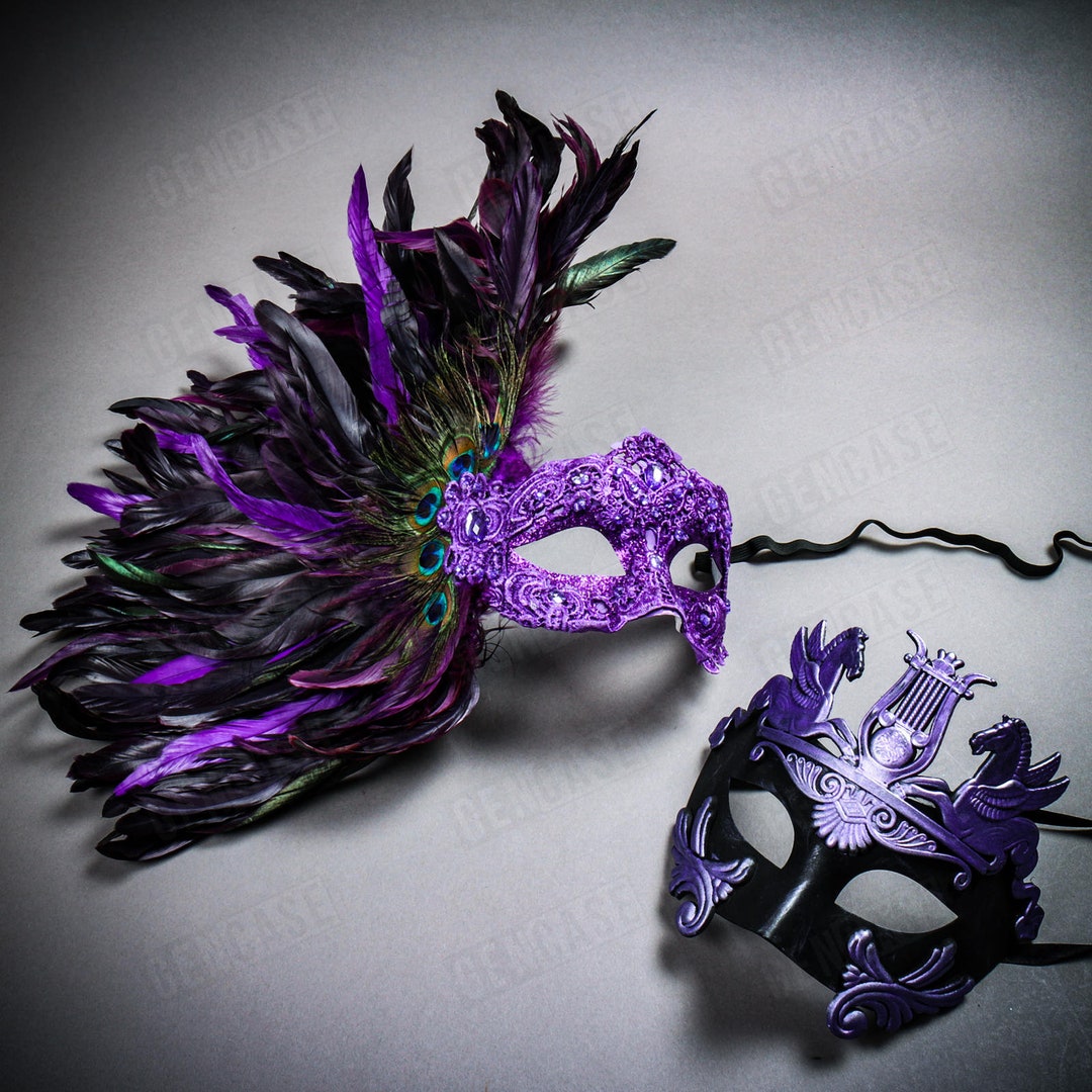 Purple Luxury Couple's Carnival Masquerade Venetian Party Mask With ...