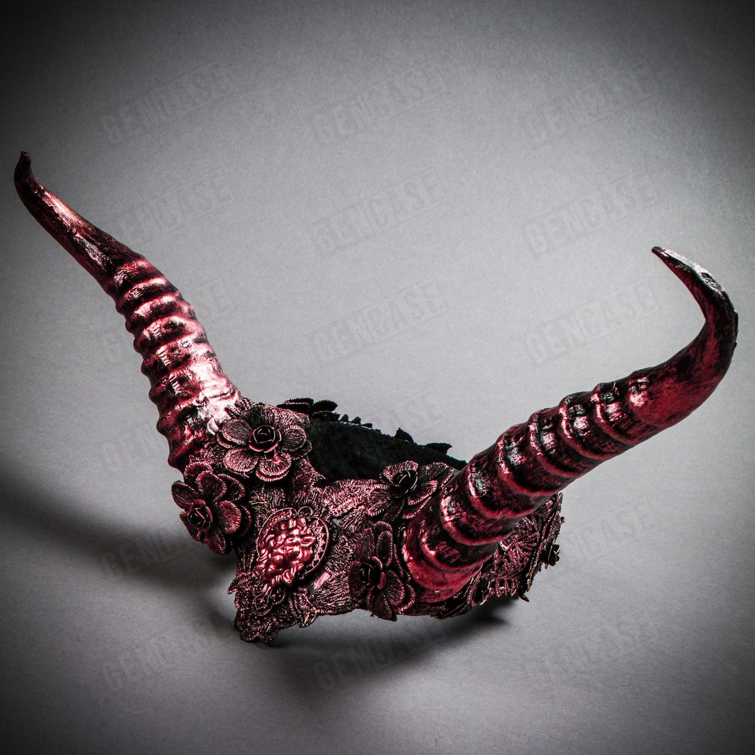 Black Red Gothic Devil Animal Wide Long Horn Head Dress Piece ...