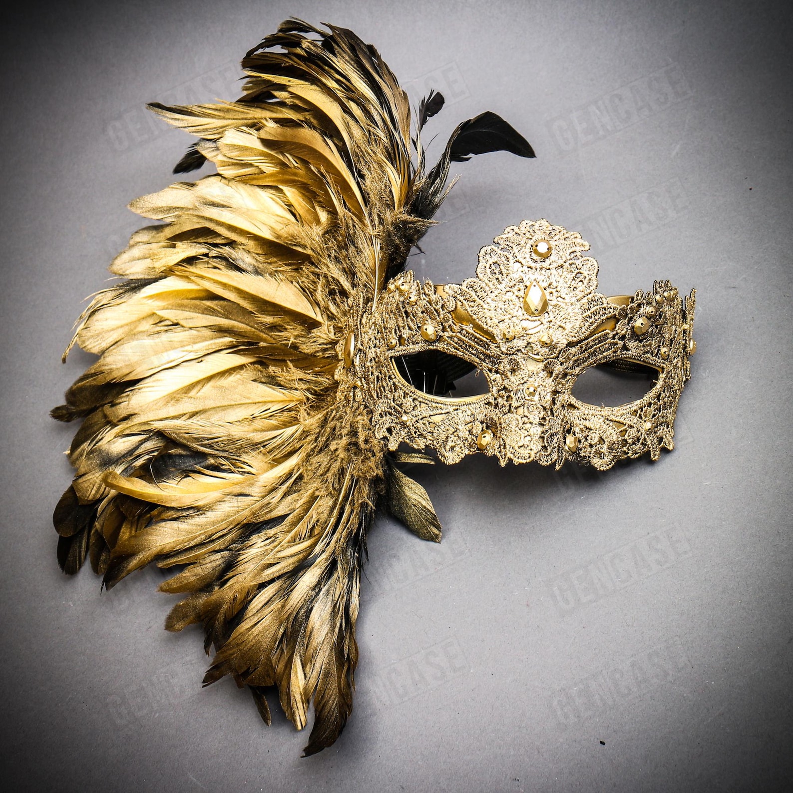 Black Gold Halloween Plague Doctor Bird Nose Feather Mask W/ Mardi Gras ...