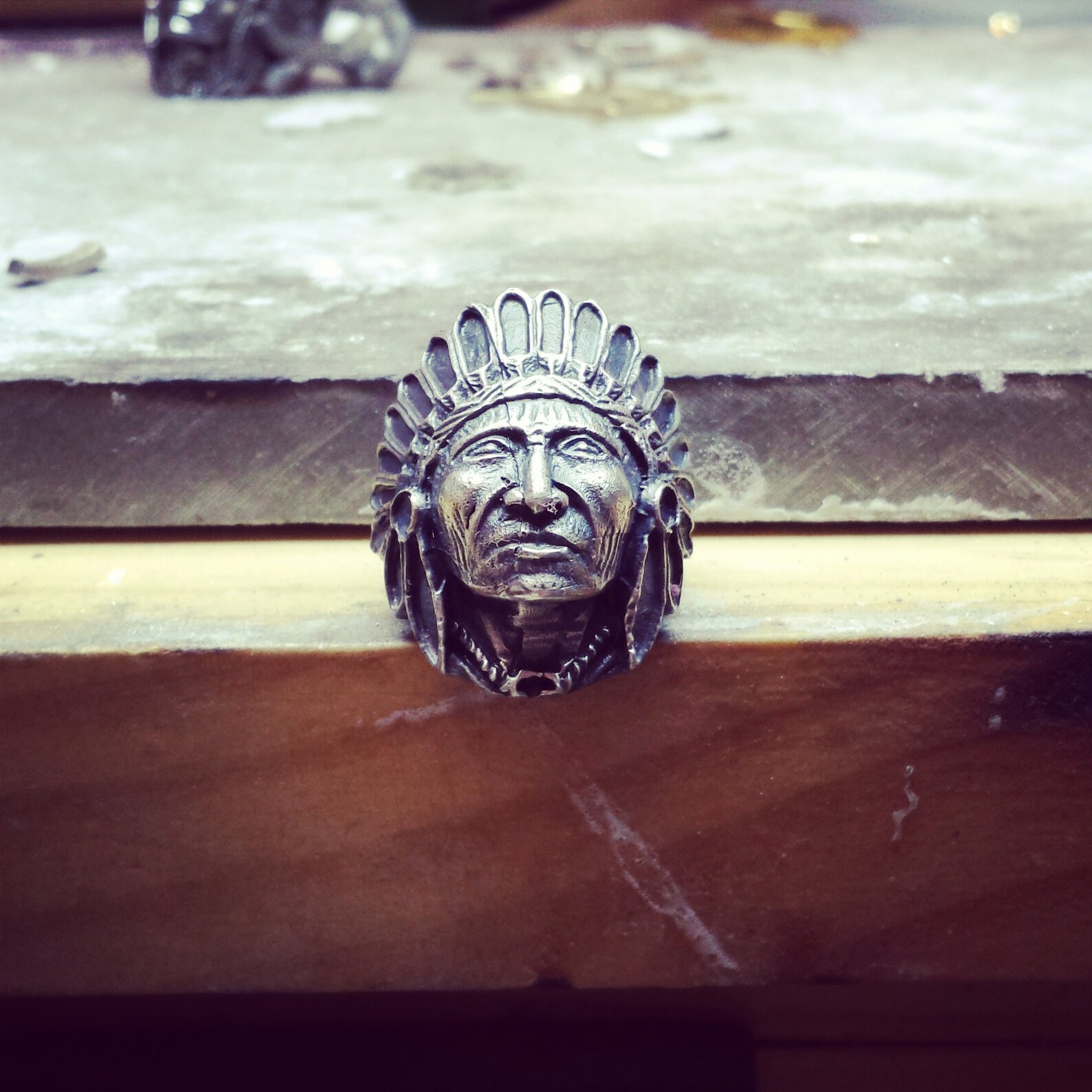 Sterling Silver Oxidized Indian Head Ring - Etsy