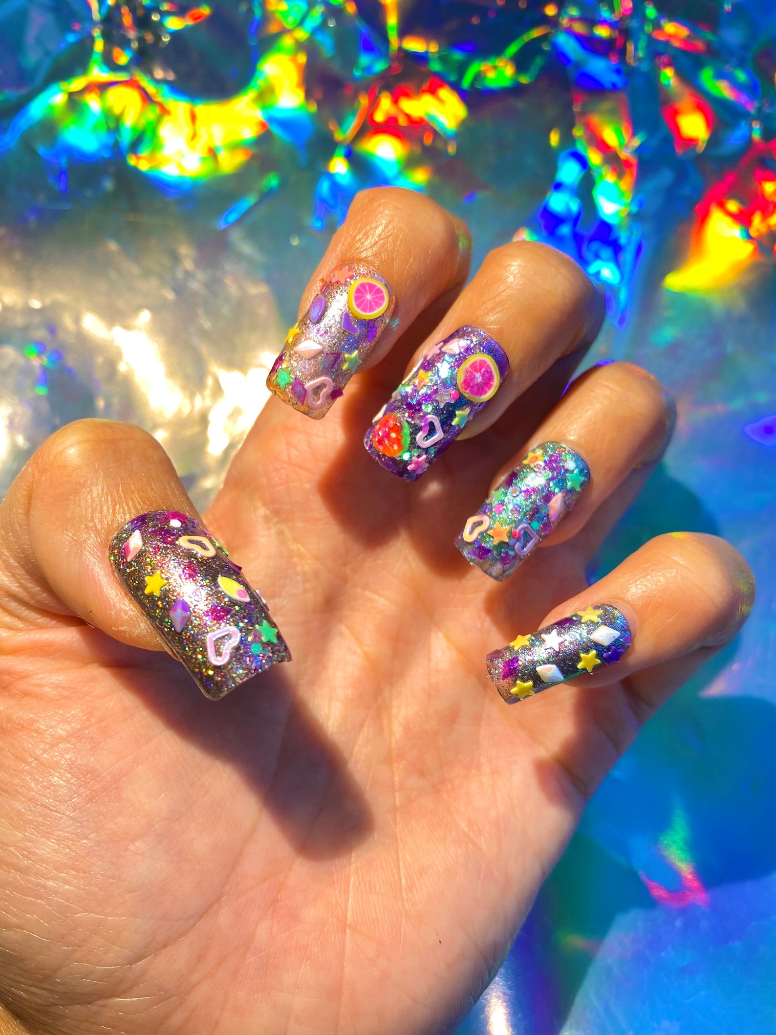 The CONFETTI PARTY Bling Nails Kidcore Angelcore Y2k - Etsy