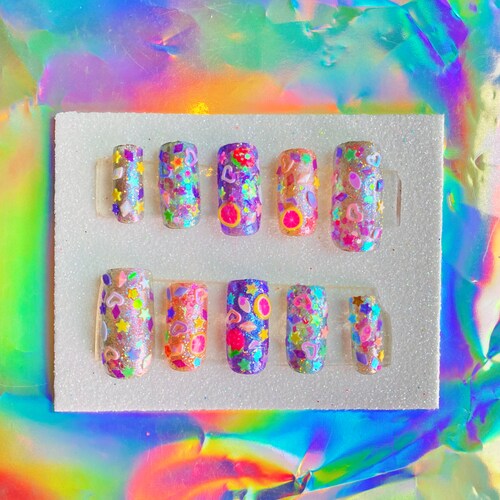 The CONFETTI PARTY Bling Nails Kidcore Angelcore Y2k - Etsy