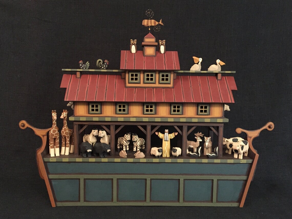 Carved Wood Timber Frame Noah's Ark With Drawer - Etsy