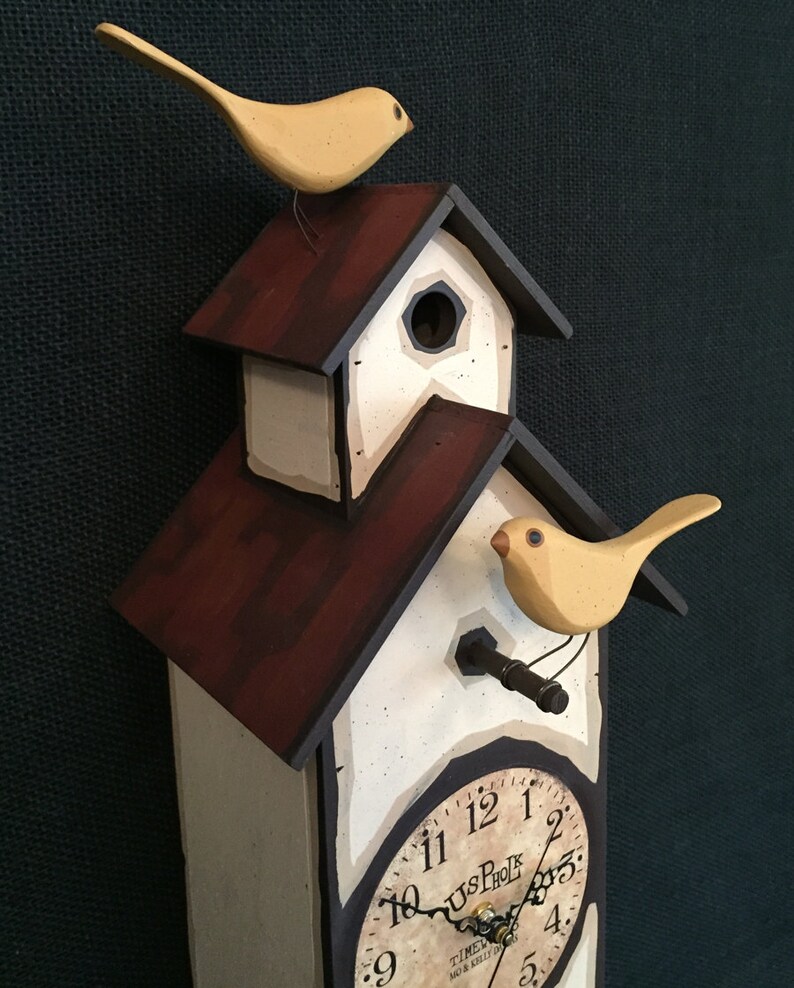Bird House Clock-Carved Birds | Etsy
