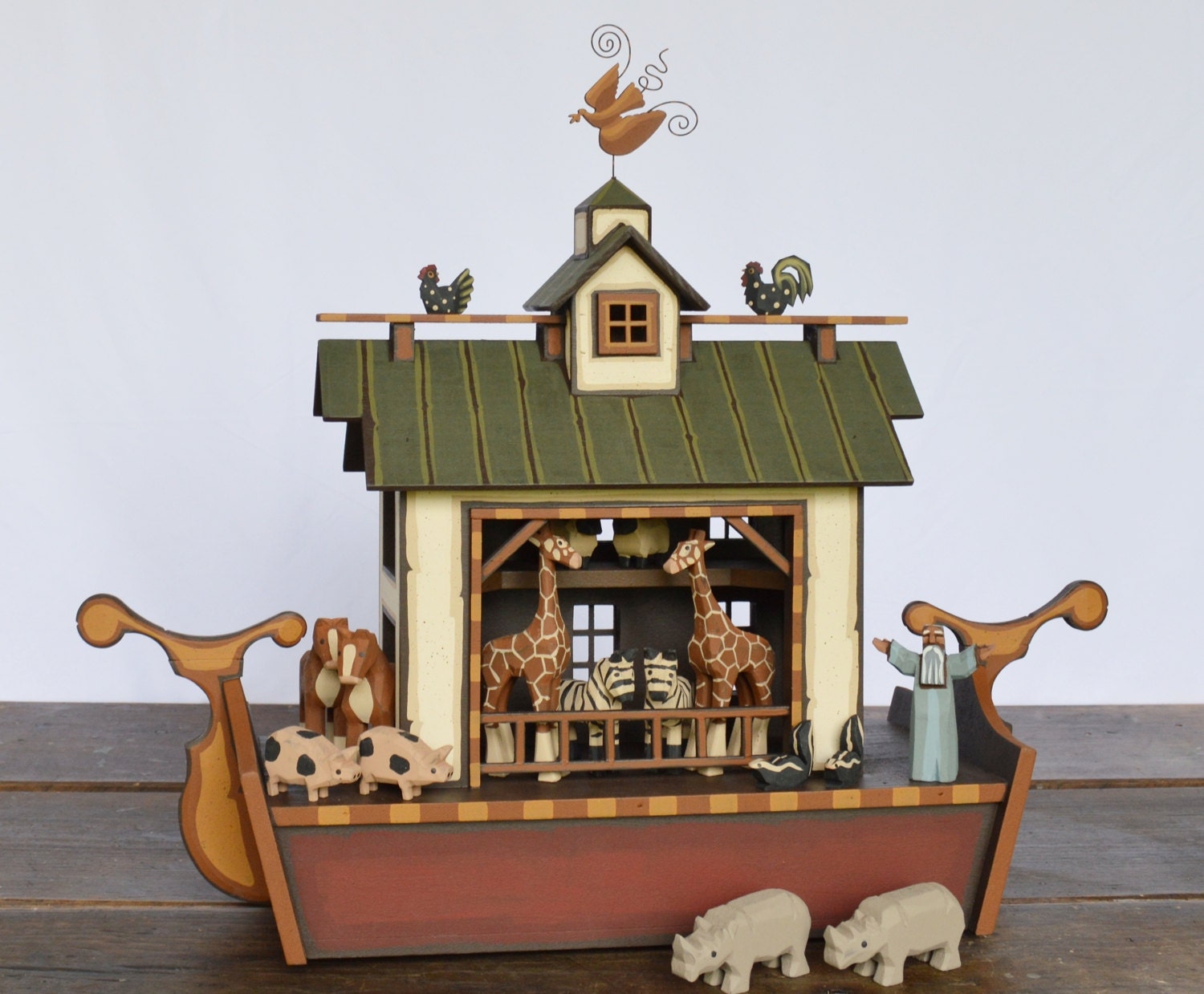 Heirloom Noah's Ark Wooden Ark Animals Hand Carved - Etsy