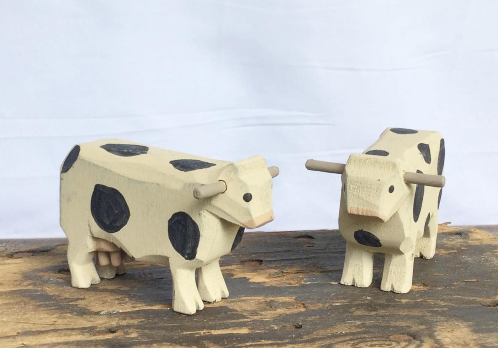 Hand Carved Wooden Cows - Etsy