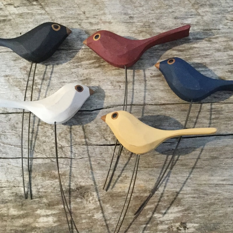 Hand Carved Wooden Birds - Etsy