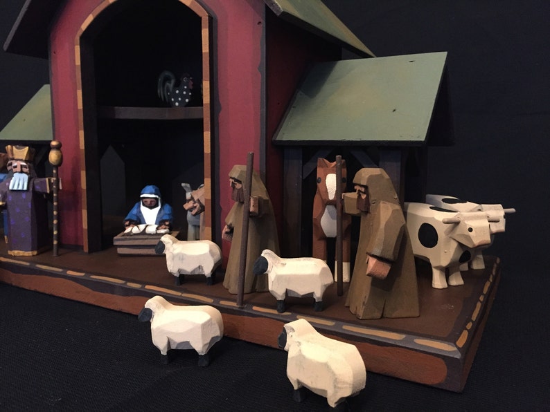 Wooden Nativity, Handmade Wood Nativity, Nativity Set, Nativity Wood ...