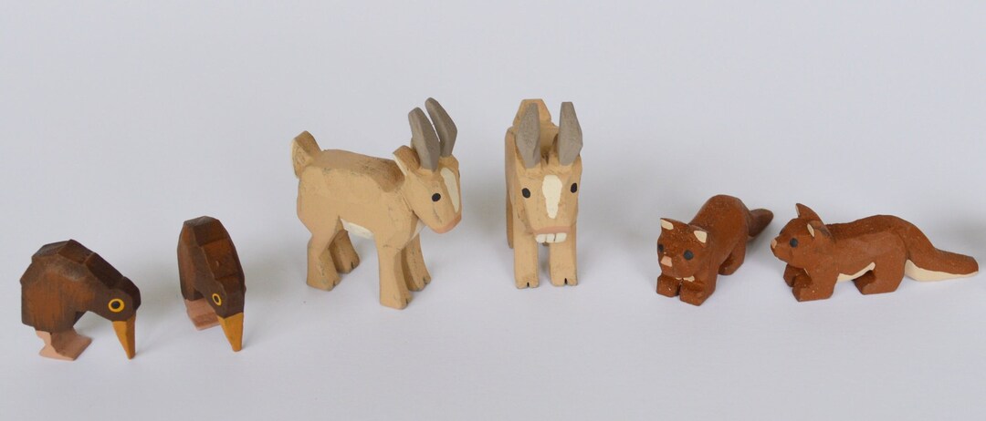 Hand Carved Wooden Goats, Kiwi's and Martin - Etsy
