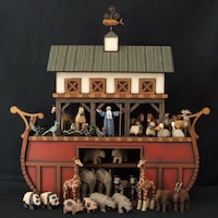 Wooden Noah's Ark Toy Set - Etsy