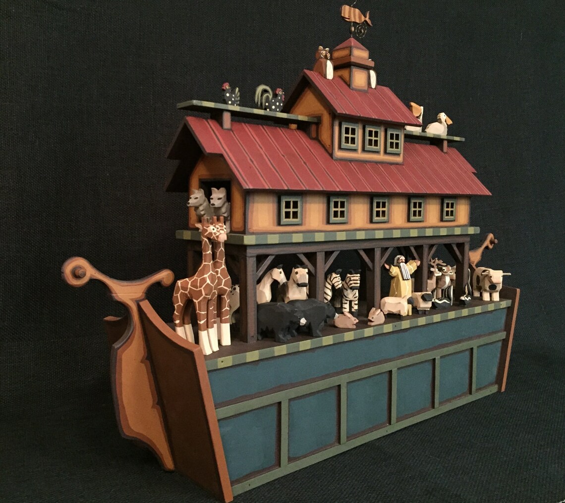 Carved Wood Timber Frame Noah's Ark With Drawer - Etsy