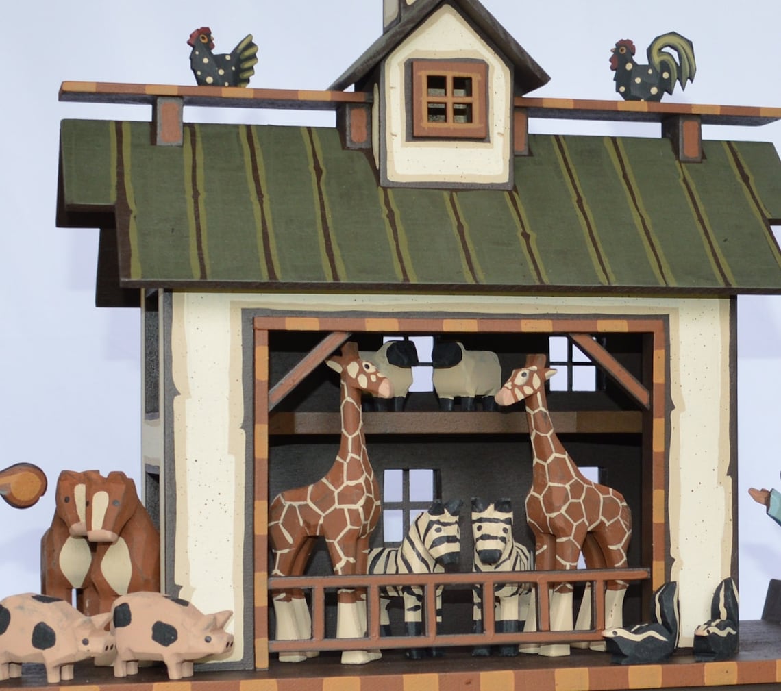 Heirloom Noah's Ark Wooden Ark Animals Hand Carved - Etsy
