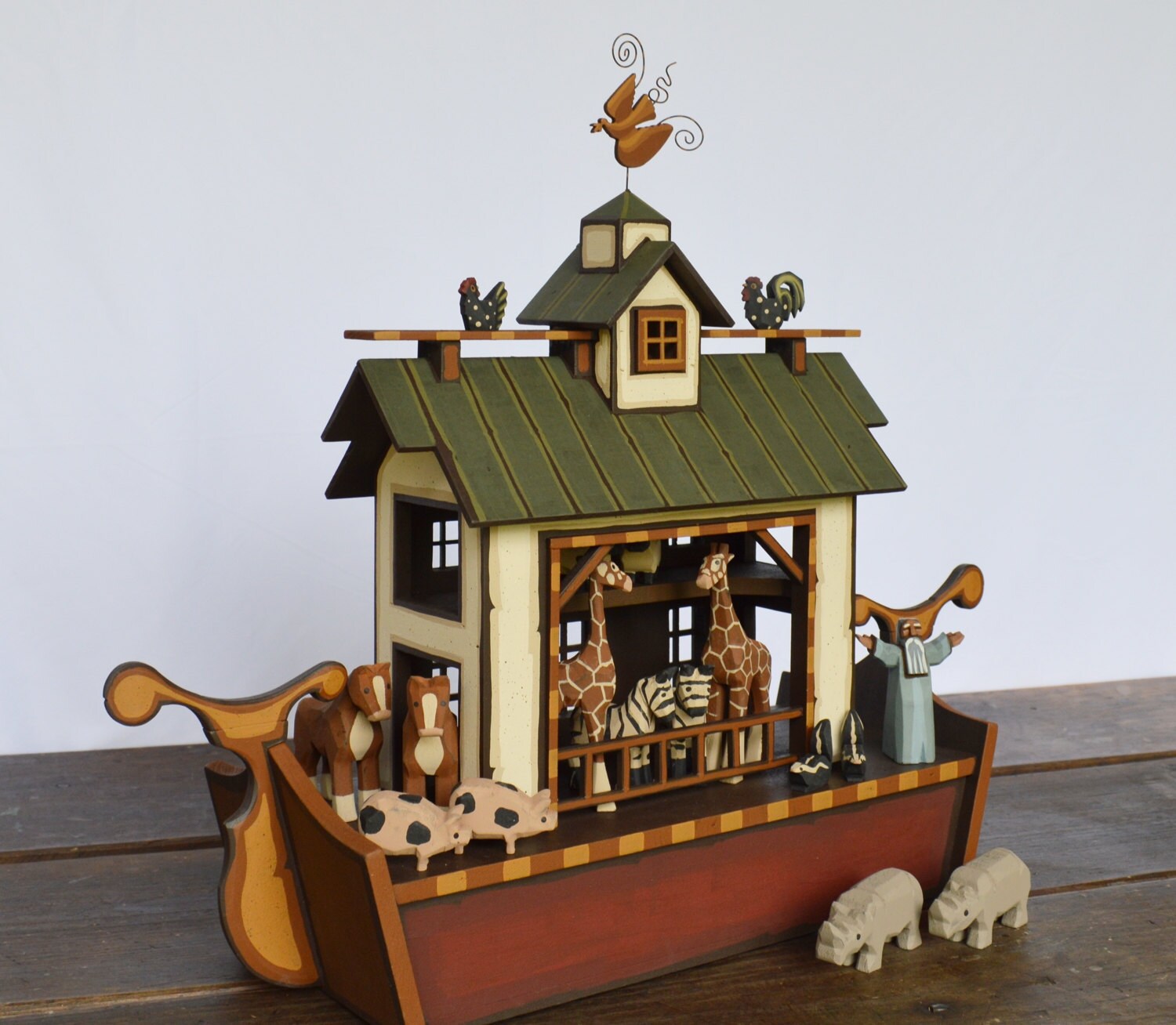 Heirloom Noah's Ark Wooden Ark Animals Hand Carved - Etsy