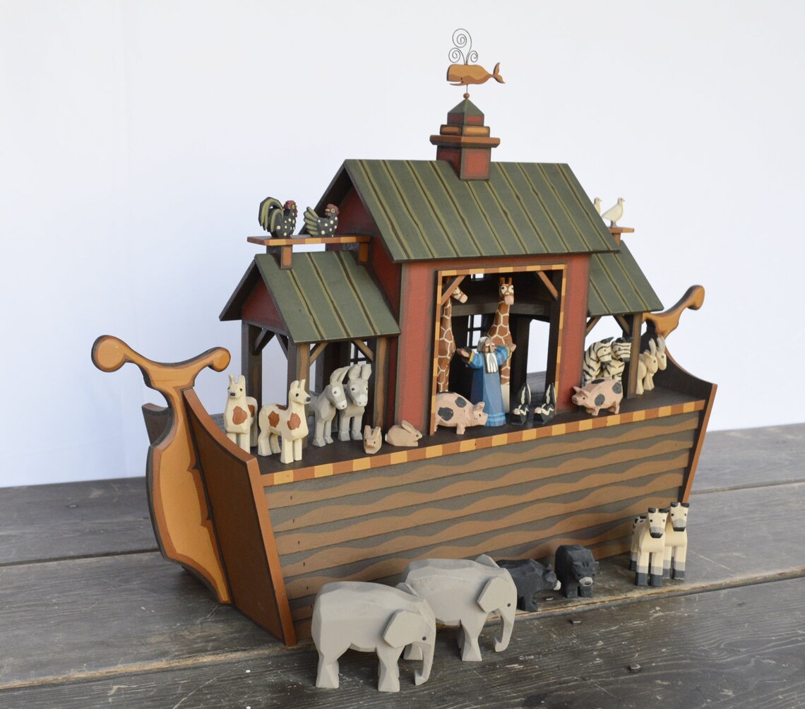 Handmade Wooden Noah's Ark Wood Noah's Ark Hand - Etsy