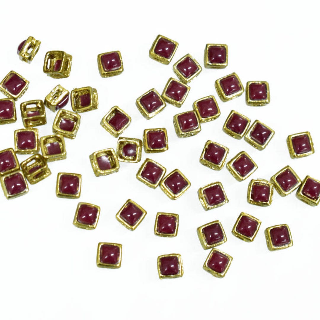 Maroon Color Square Shape Kundan Stones-50 Pieces, 6MM - Etsy