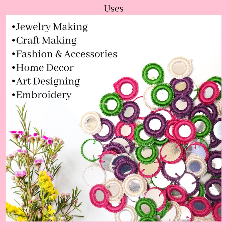 4 Colour, 100 Pieces- Crochet Thread Rings Combo Pack-25 Pieces of Each ...